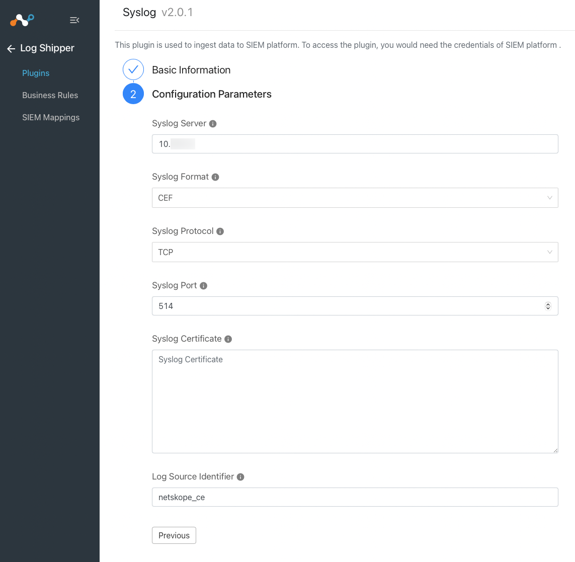 Syslog Plugin for Log Shipper - Netskope Knowledge Portal