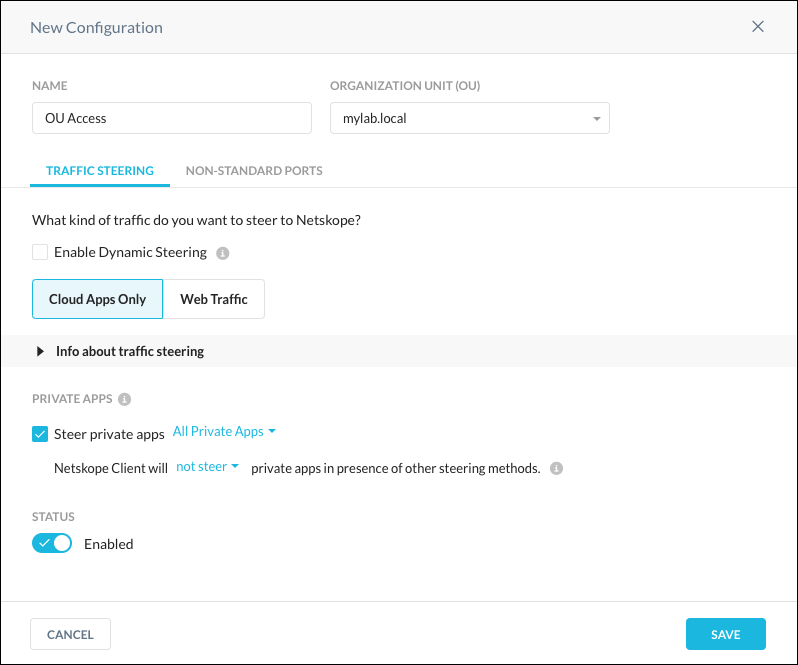 Steer Traffic for Private Apps - Netskope Knowledge Portal