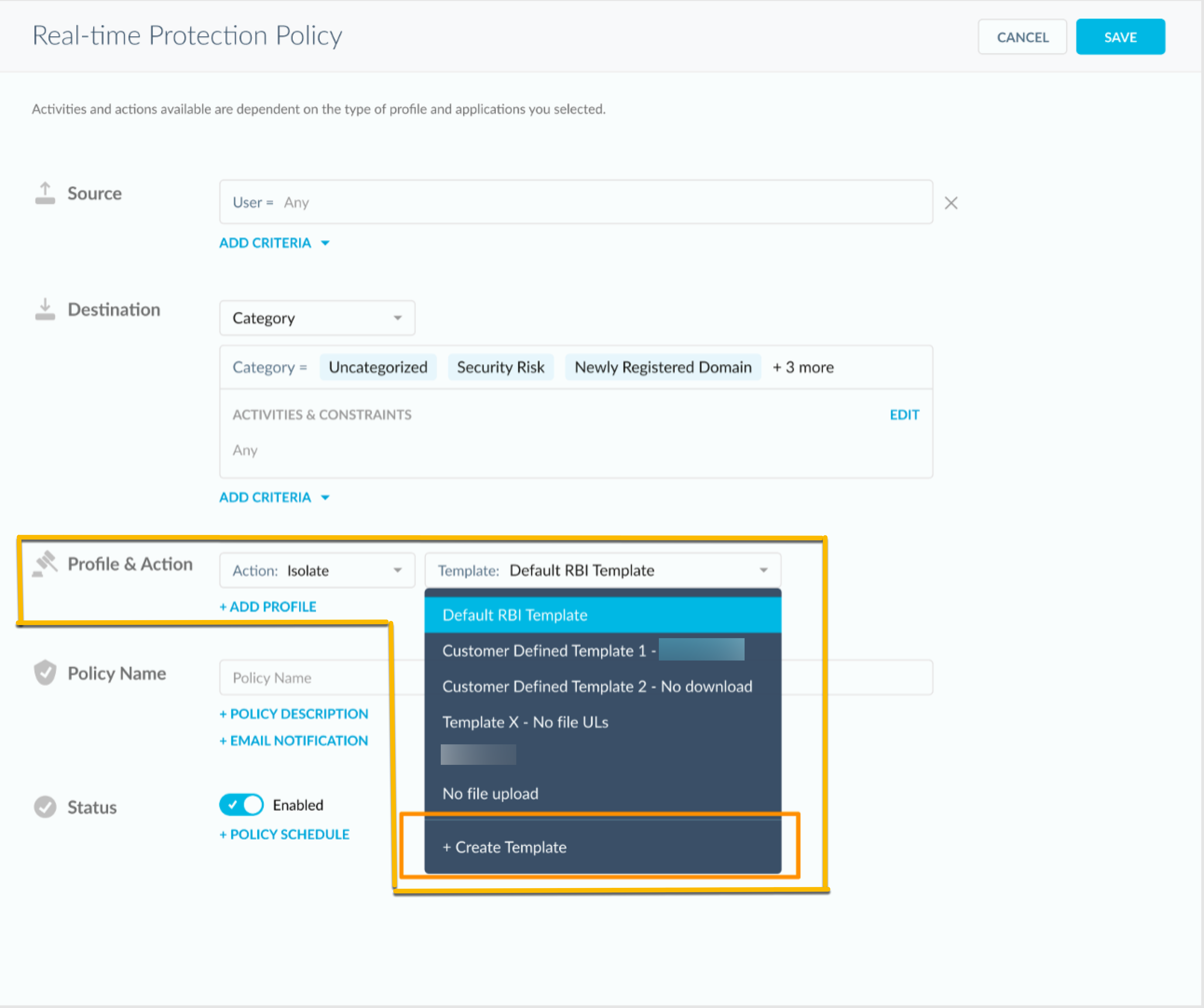 Create a Real-time Protection Policy for Isolation (Targeted RBI ...