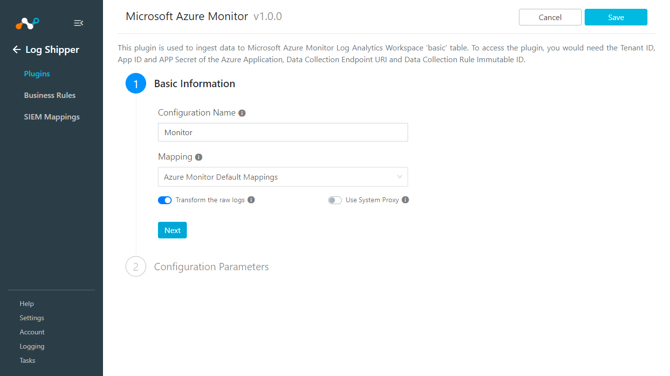 Microsoft Azure Monitor Plugin for Log Shipper - Netskope Knowledge Portal