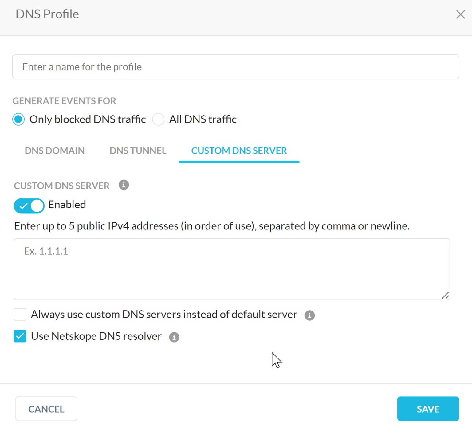 DNS Profile - Netskope Knowledge Portal