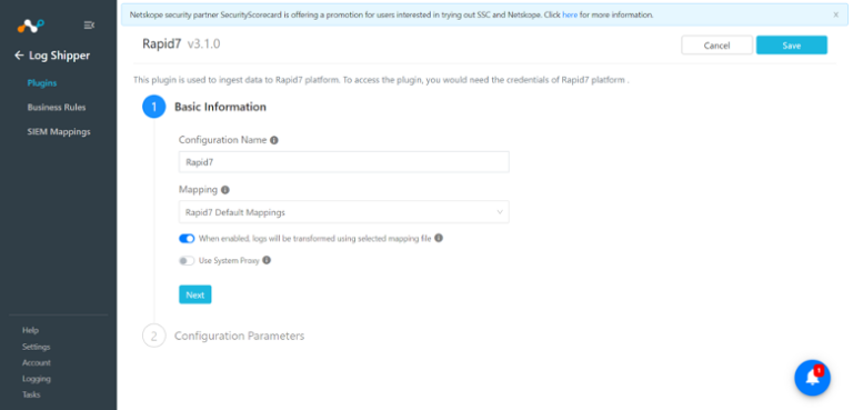Rapid7 Plugin for Log Shipper - Netskope Knowledge Portal