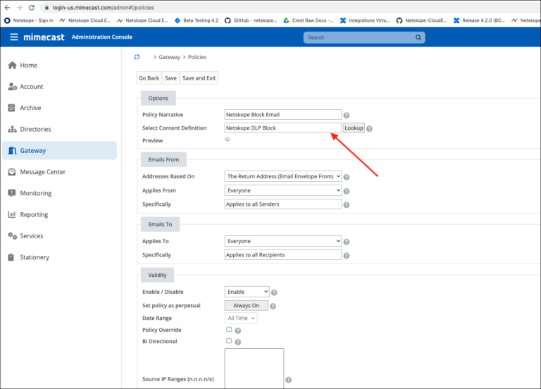 Mimecast and Netskope DLP Configuration - Netskope Knowledge Portal