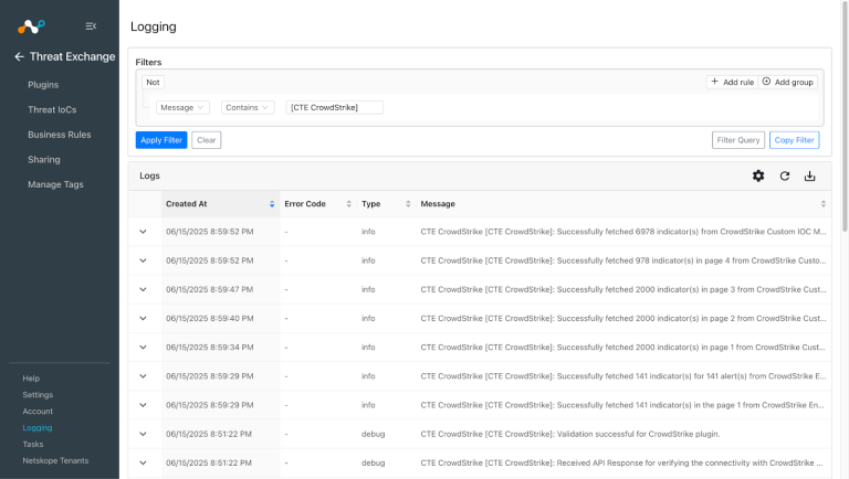 CrowdStrike Plugin for Threat Exchange - Netskope Knowledge Portal
