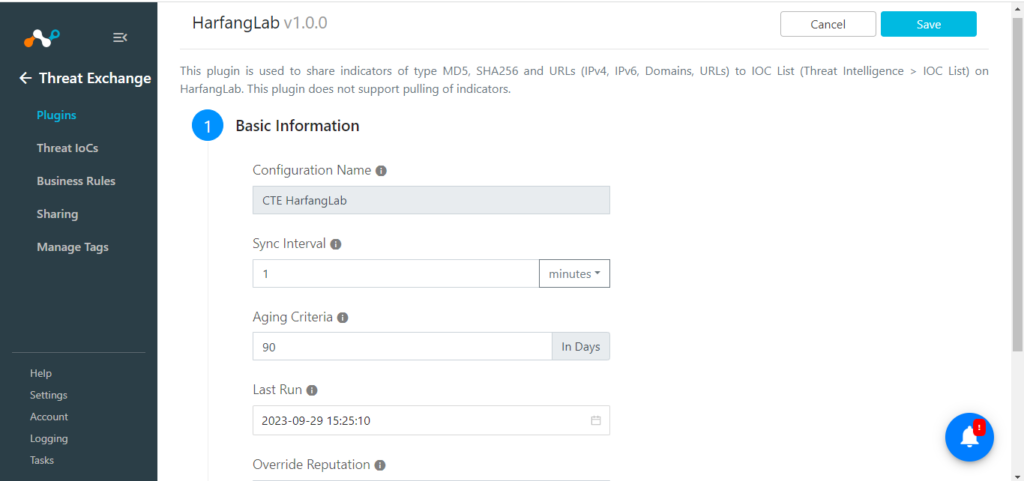 HarfangLab Plugin for Threat Exchange - Netskope Knowledge Portal