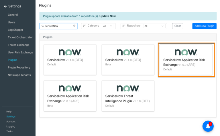 ServiceNow Plugin for Application Risk Exchange - Netskope Knowledge Portal