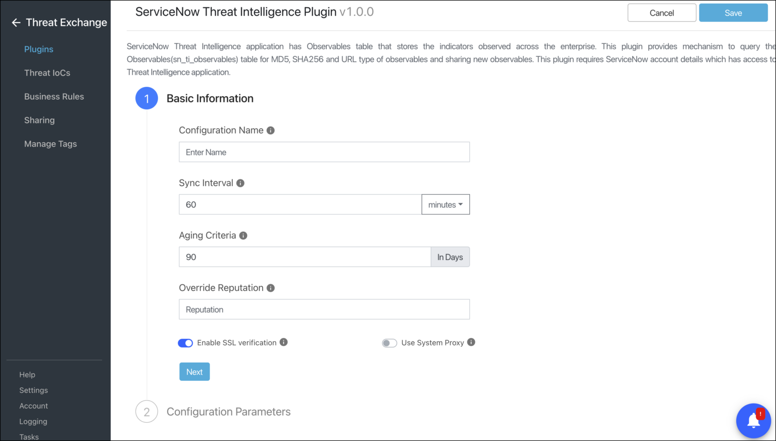ServiceNow Plugin for Threat Exchange - Netskope Knowledge Portal