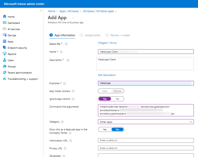 Deploy Client On Windows Using Intune Netskope Knowledge Portal