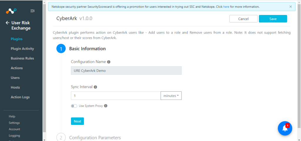CyberArk Plugin for User Risk Exchange - Netskope Knowledge Portal