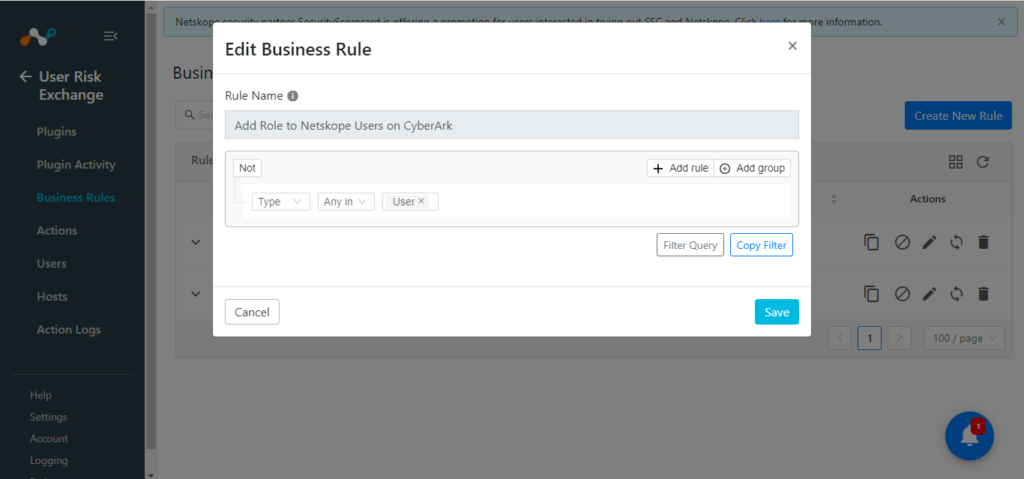 CyberArk Plugin for User Risk Exchange - Netskope Knowledge Portal