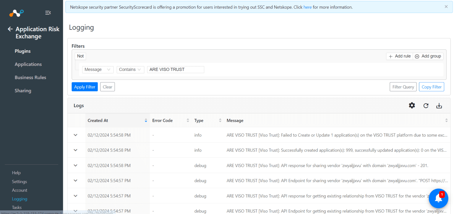 Viso Trust Plugin for Application Risk Exchange - Netskope Knowledge Portal