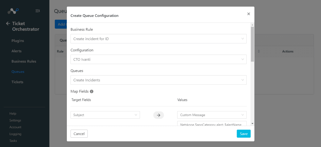 Ivanti Plugin for Ticket Orchestrator - Netskope Knowledge Portal