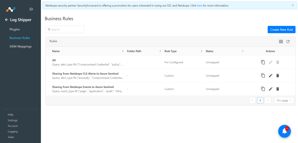 Microsoft Sentinel Plugin for Log Shipper - Netskope Knowledge Portal