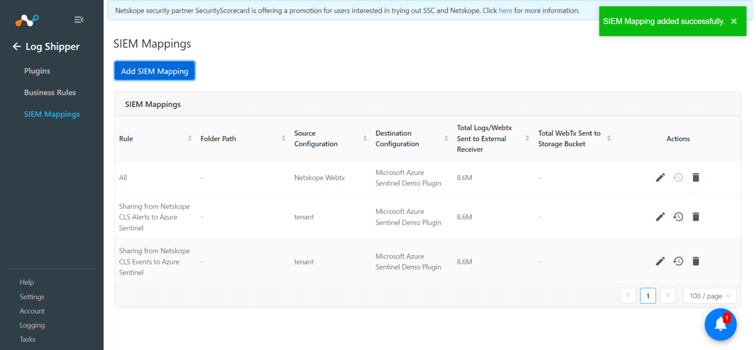 Microsoft Azure Sentinel Plugin for Log Shipper - Netskope Knowledge Portal