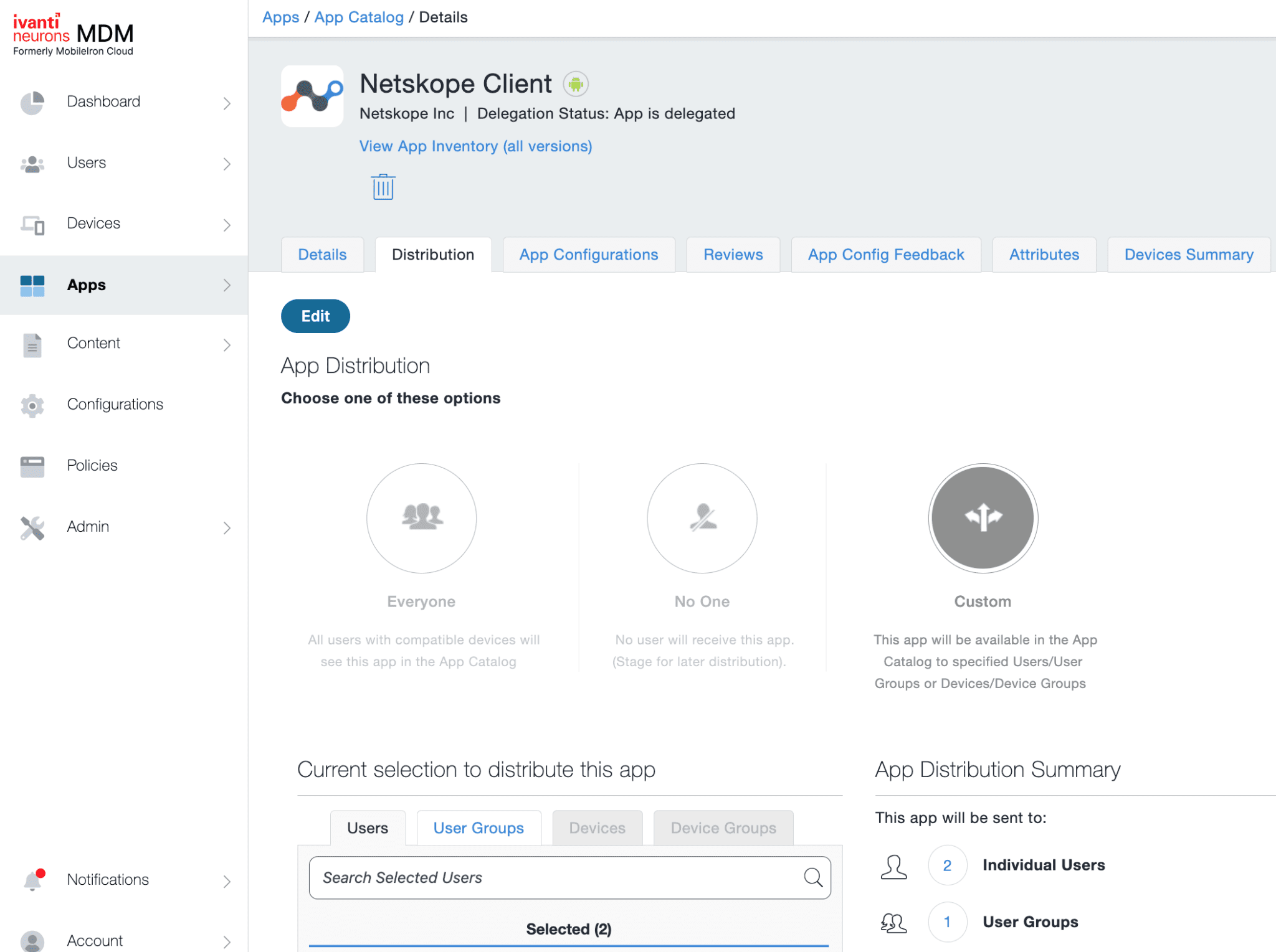 Deploy Client on Android Using Ivanti Neurons - Netskope Knowledge Portal