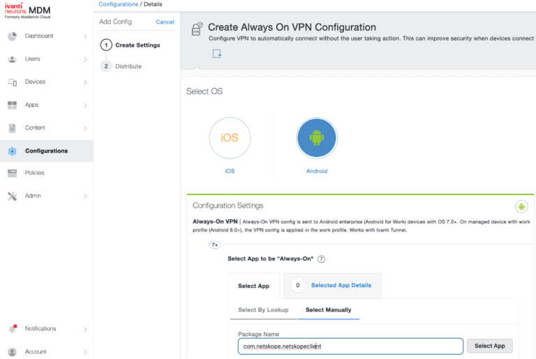 Deploy Client on Android Using Ivanti Neurons - Netskope Knowledge Portal