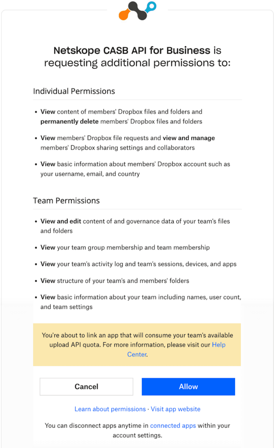 Configure Dropbox for the Next Generation API Data Protection ...
