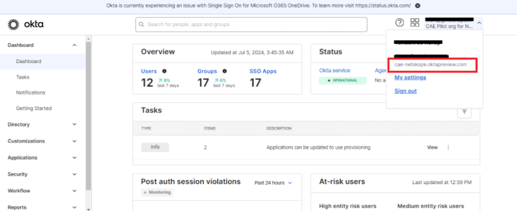 Okta Plugin for User Risk Exchange - Netskope Knowledge Portal