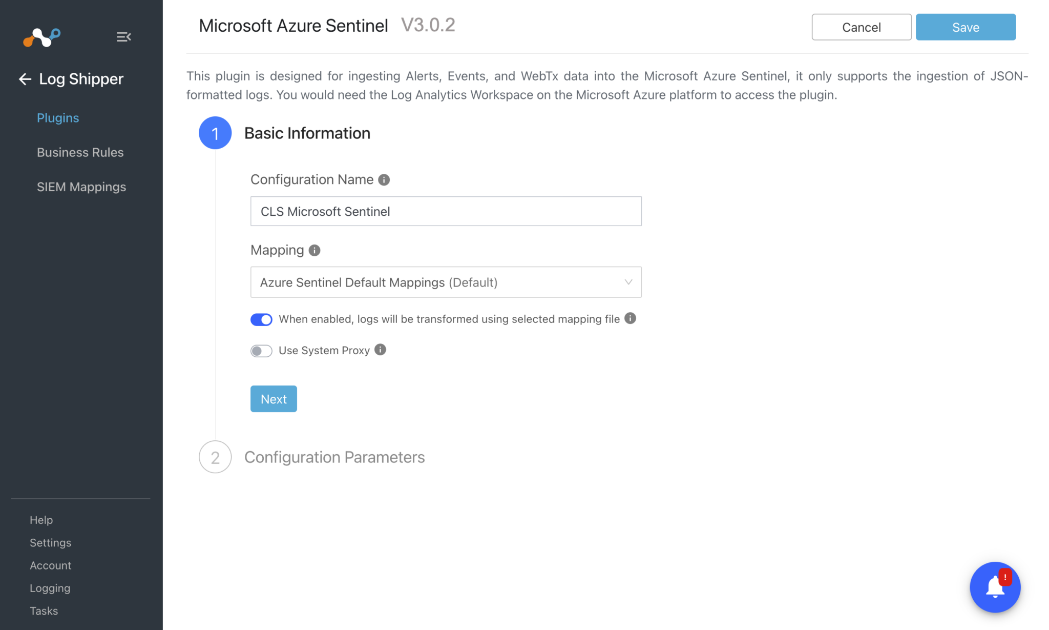 Microsoft Sentinel Plugin for Log Shipper - Netskope Knowledge Portal