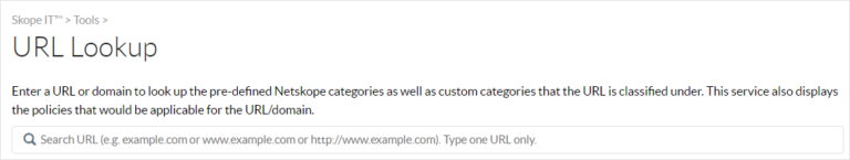 URL Lookup - Netskope Knowledge Portal