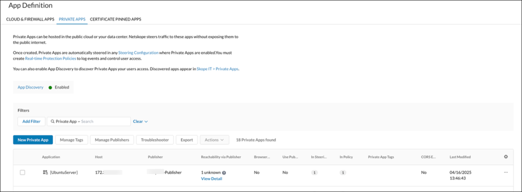 Create a Private App Definition - Netskope Knowledge Portal